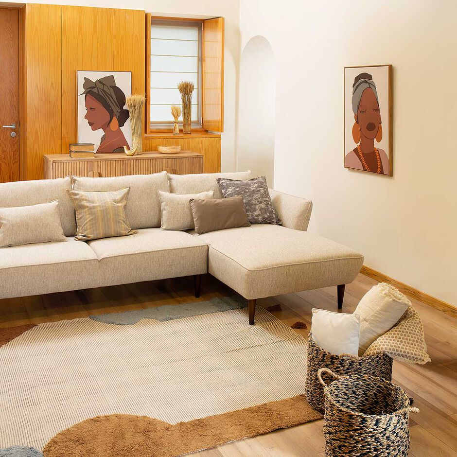 Sofá Bruges Bege Com Chaise Longue | | hôma