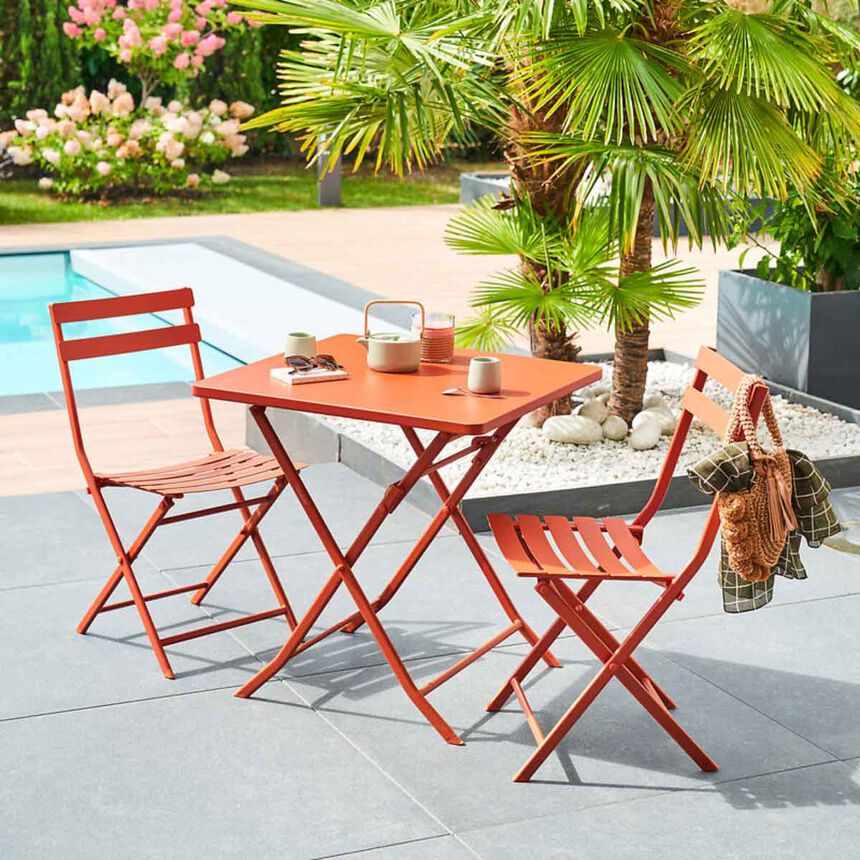 Cadeira dobrável GREENSBORO laranja em metal | hespéride | hôma