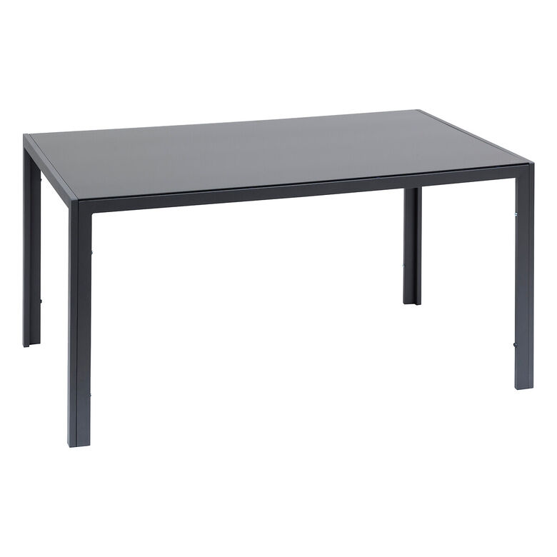 Mesa de exterior em aço e vidro temperado preto | hespéride | hôma