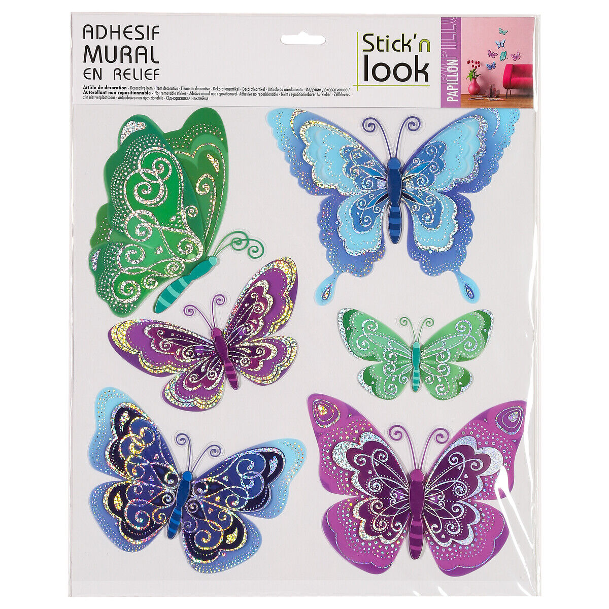 Sticker de borboletas com relevo 32x0,8x30cm | atmosphera | hôma