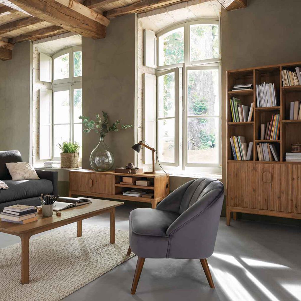 Poltrona NAOVA cinza de veludo | atmosphera | hôma