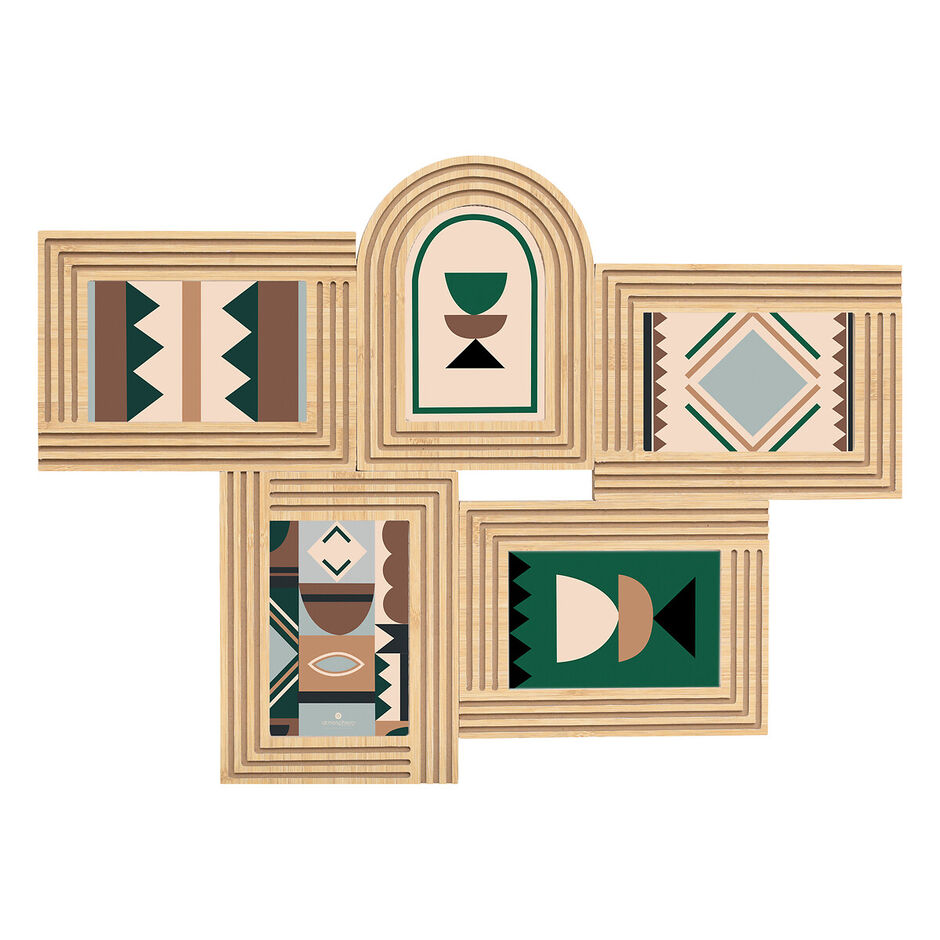 Multimoldura para 5 fotos OLIVIA castanha em mdf | atmosphera | hôma