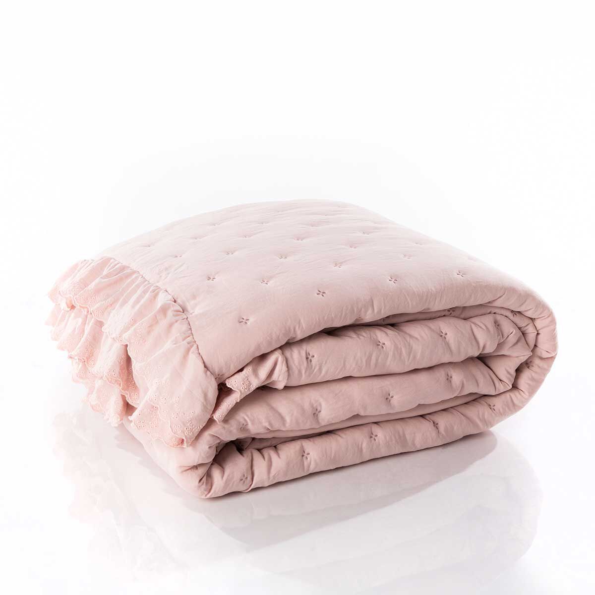 Edredão AMALFI rosa com renda 250x260cm | | hôma