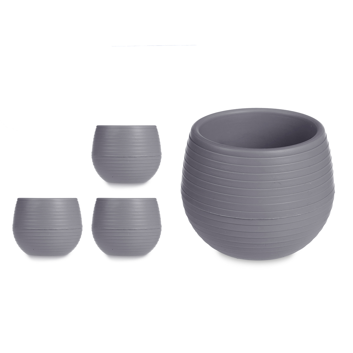 Conjunto De 3 Vasos Branco Com Reserva De Água 15cm | | hôma
