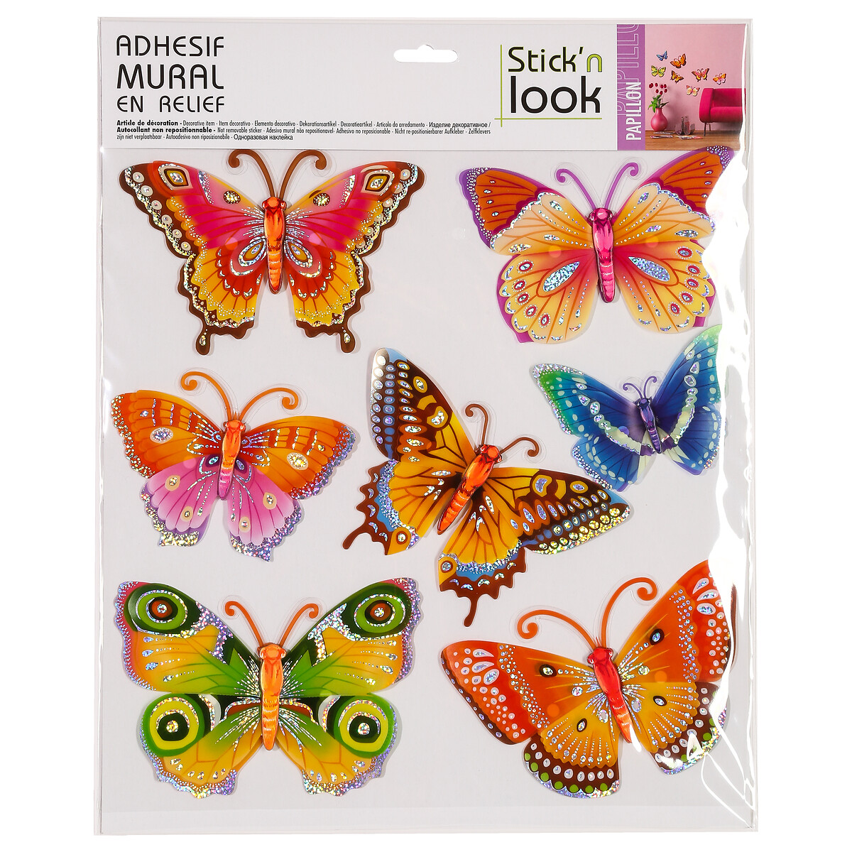 Sticker de borboletas com relevo 32x0,8x30cm | atmosphera | hôma